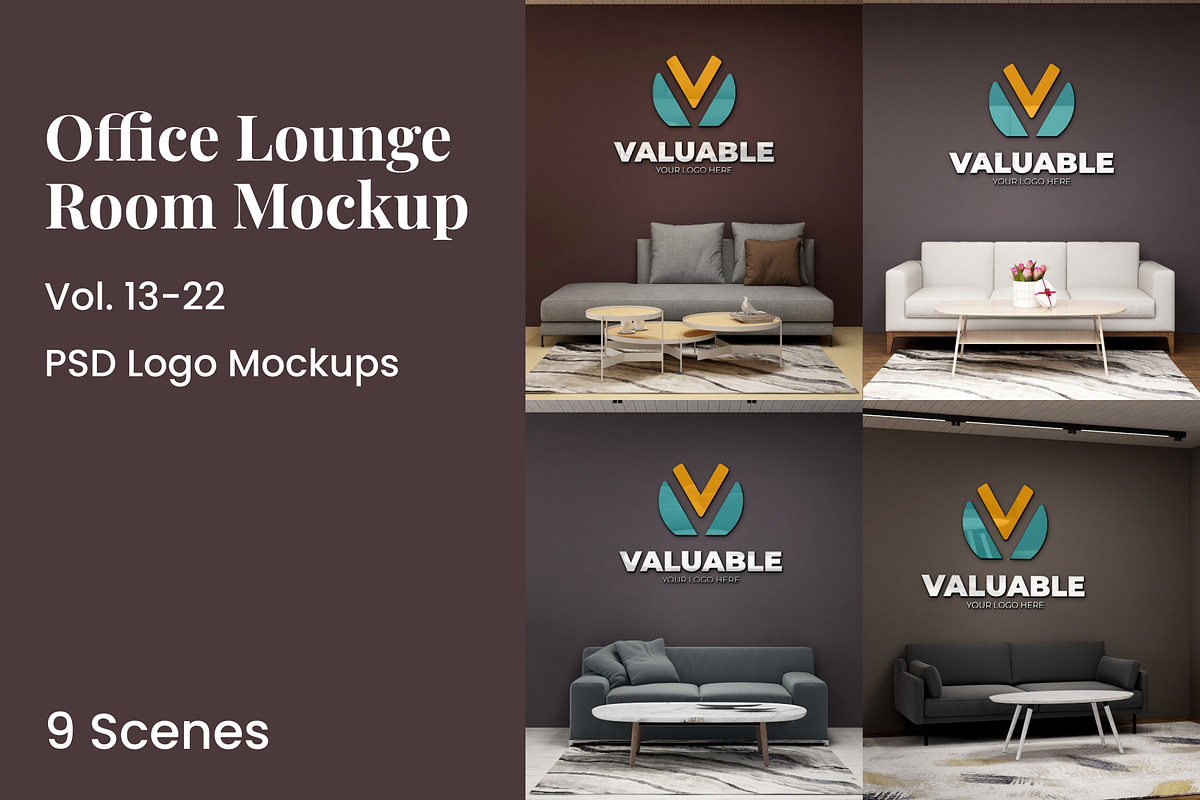 PSD Office Lounge Wall Mockup