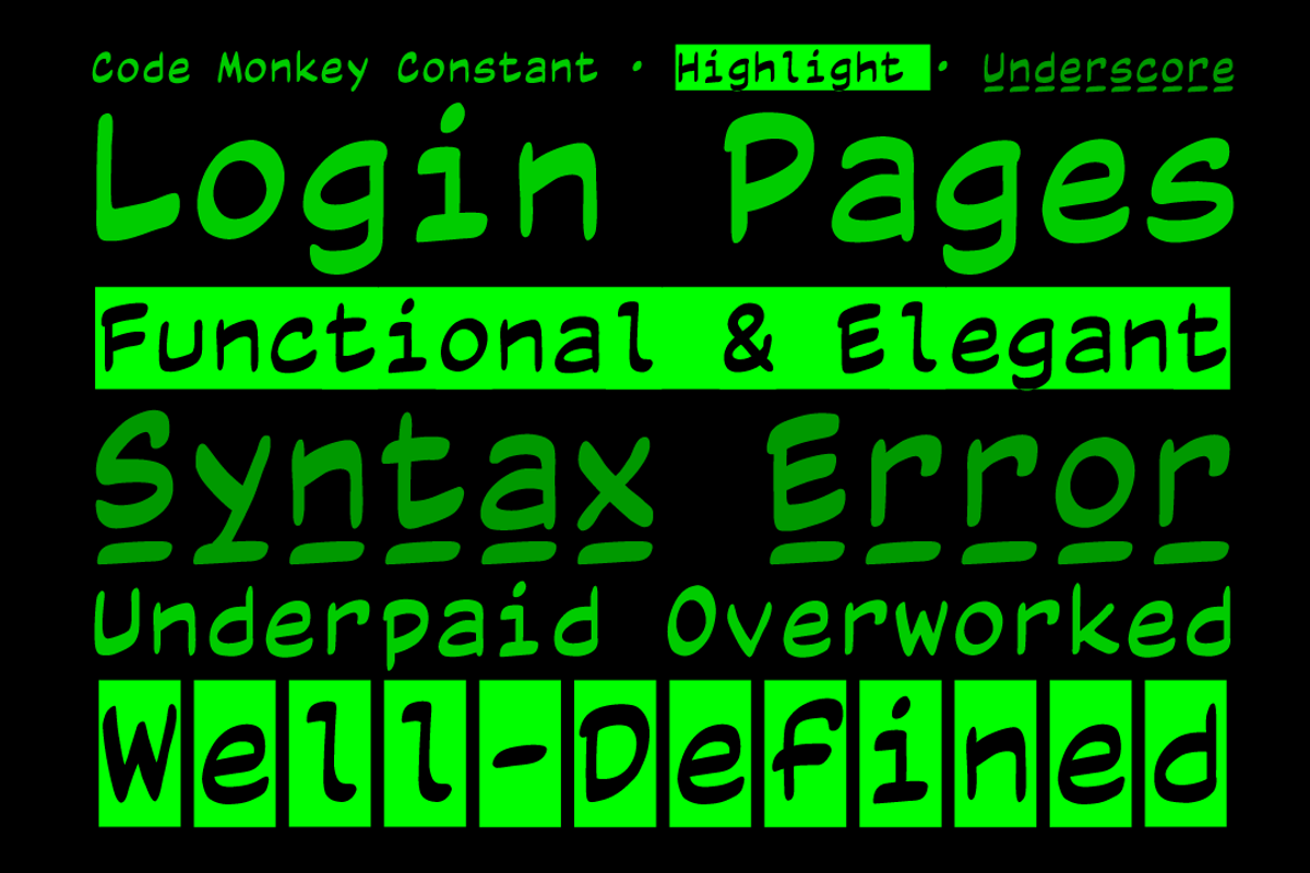 Code Monkey Constant, a Script Font by Comicraft Fonts