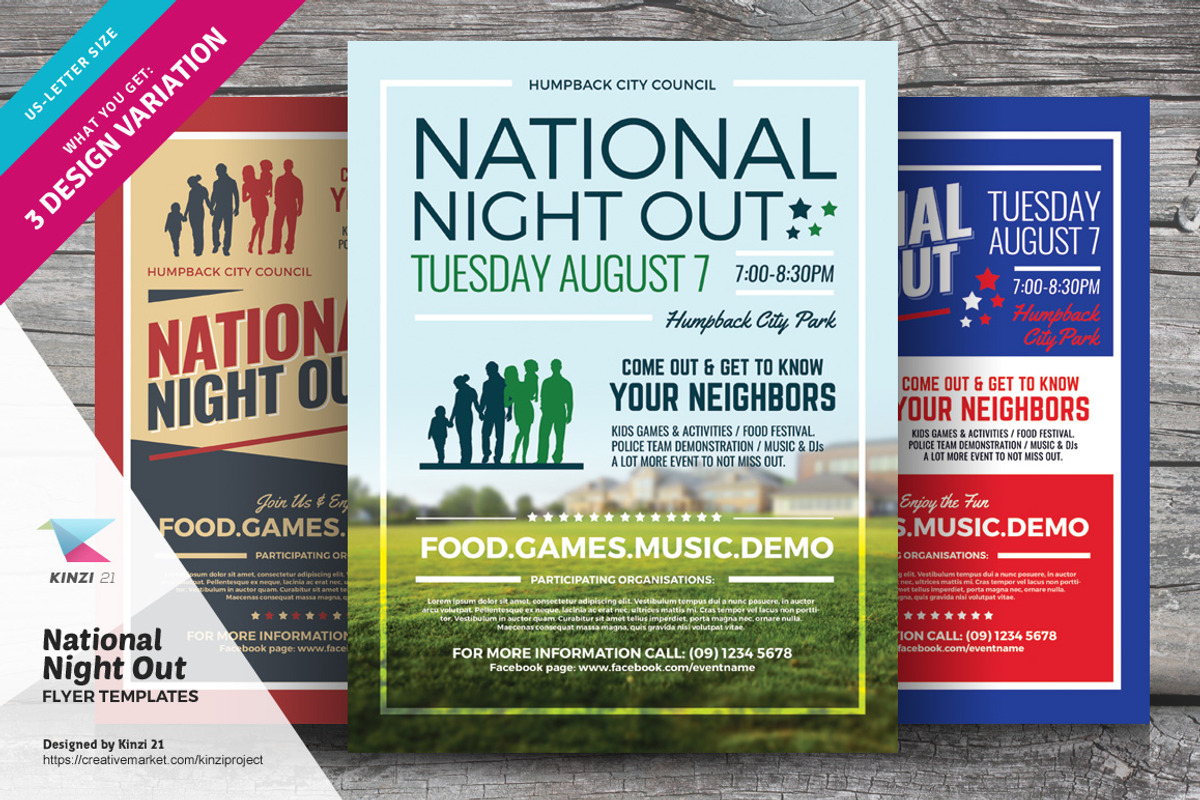 National Night Out Flyer Templates, a Flyer Template by kinzi21