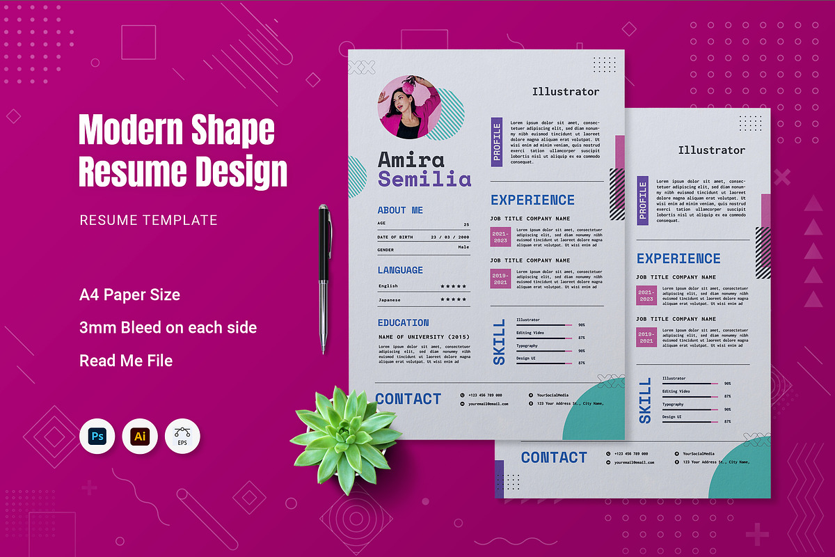 Modern Shape Resume, a Resume Template by Fannan Studio