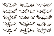 Angel lettering and wings sketch, a Background Graphic by Valerie Bodnar