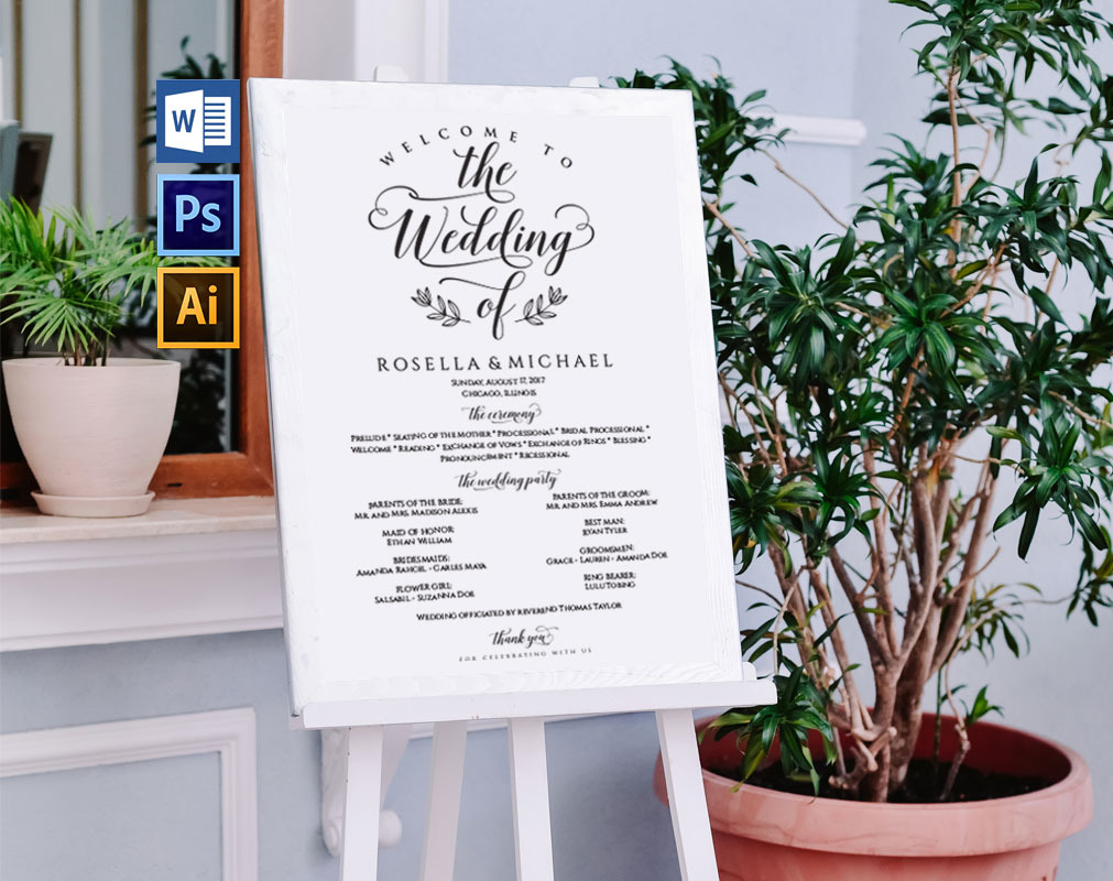 Wedding Program Sign SHR375, an Invitation Template by Shafura_Wedding