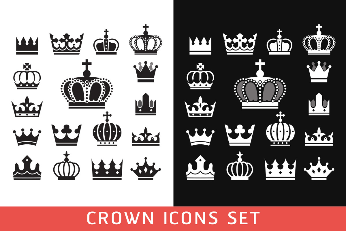 Crown Icons Set., an Icon by Graphixmania