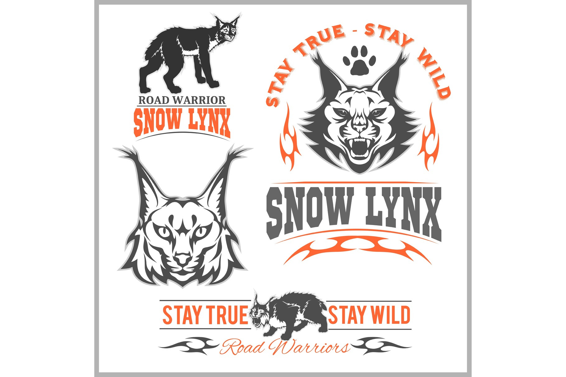 Vector lynx head, face for retro logos, emblems, badges, labels ...