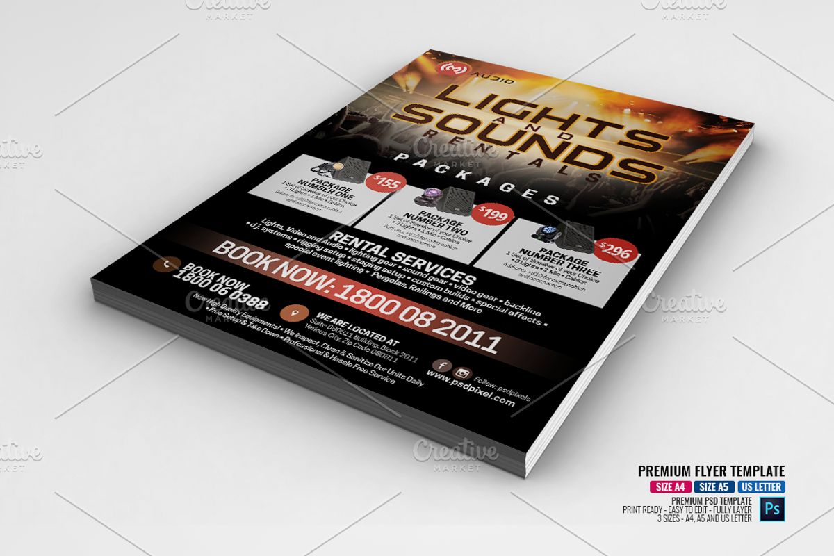 Sound System Rentals Flyer, a Flyer Template by PSDPixel