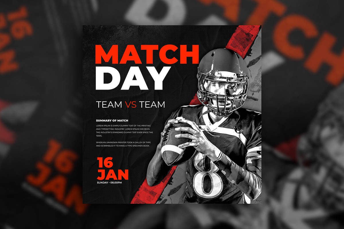 Match day social media flyers, a Social Media Template by Tanmoy Topu