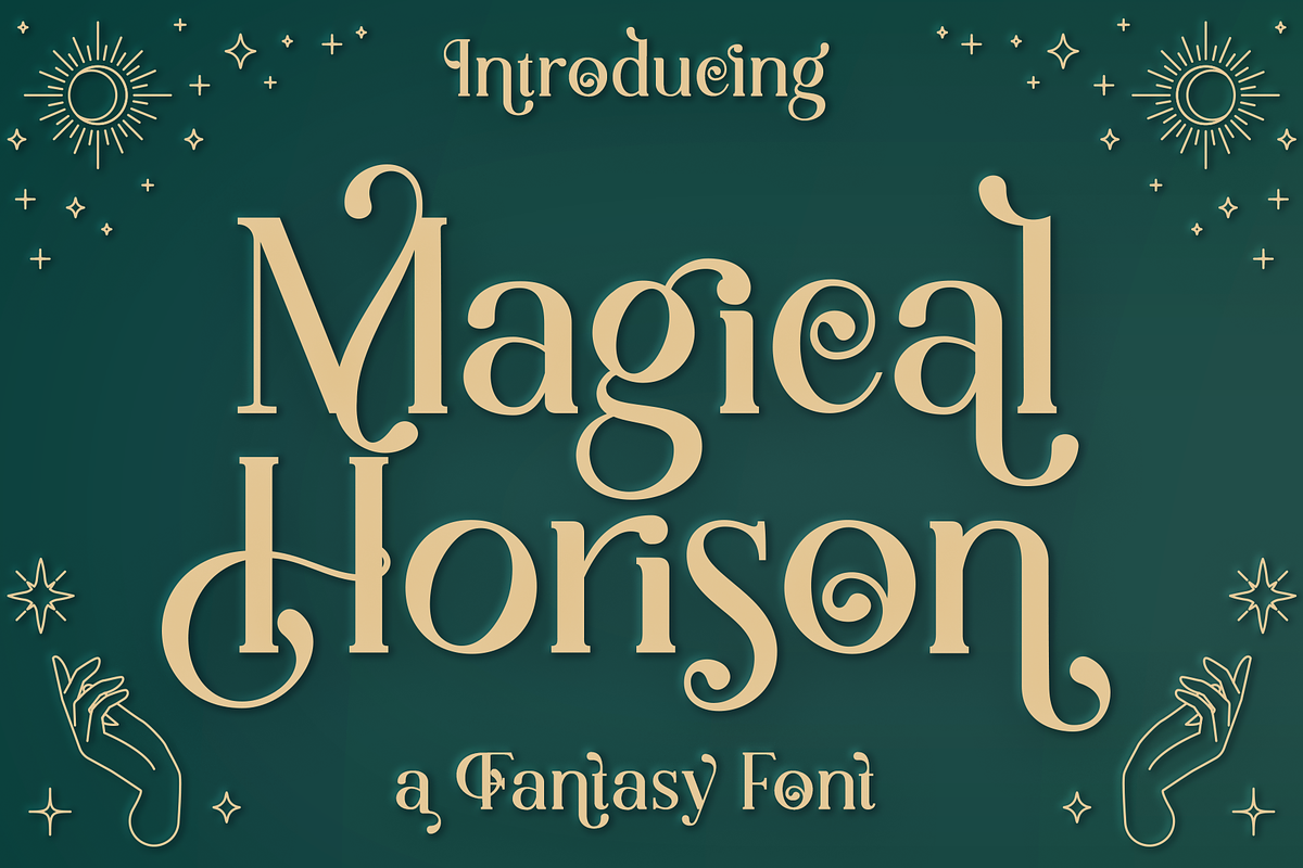Magical Horison / Fantasy Font, a Serif Font by BearyType Studio