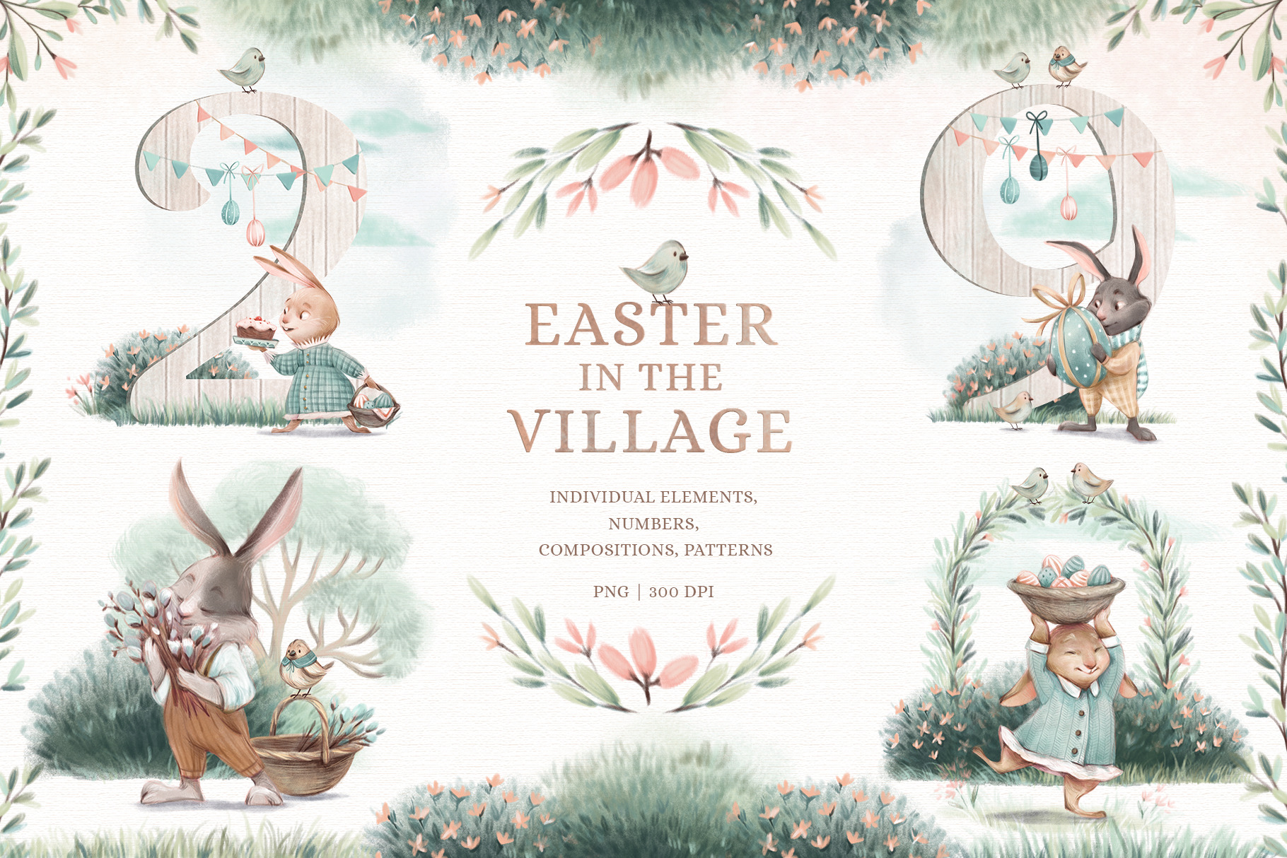 Easter in the village, an Animal Illustration by Rish