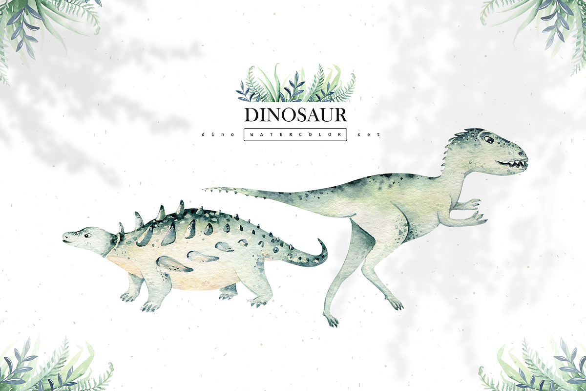 Dino. Watercolor collection. Part II, an Animal Illustration by Peace ART