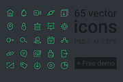 65 line vector icons, an Outline Icon by bart9339