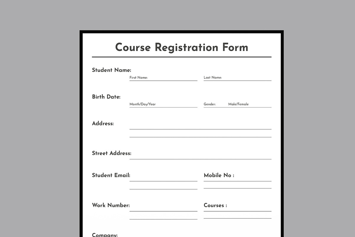 Course Registration Form Template