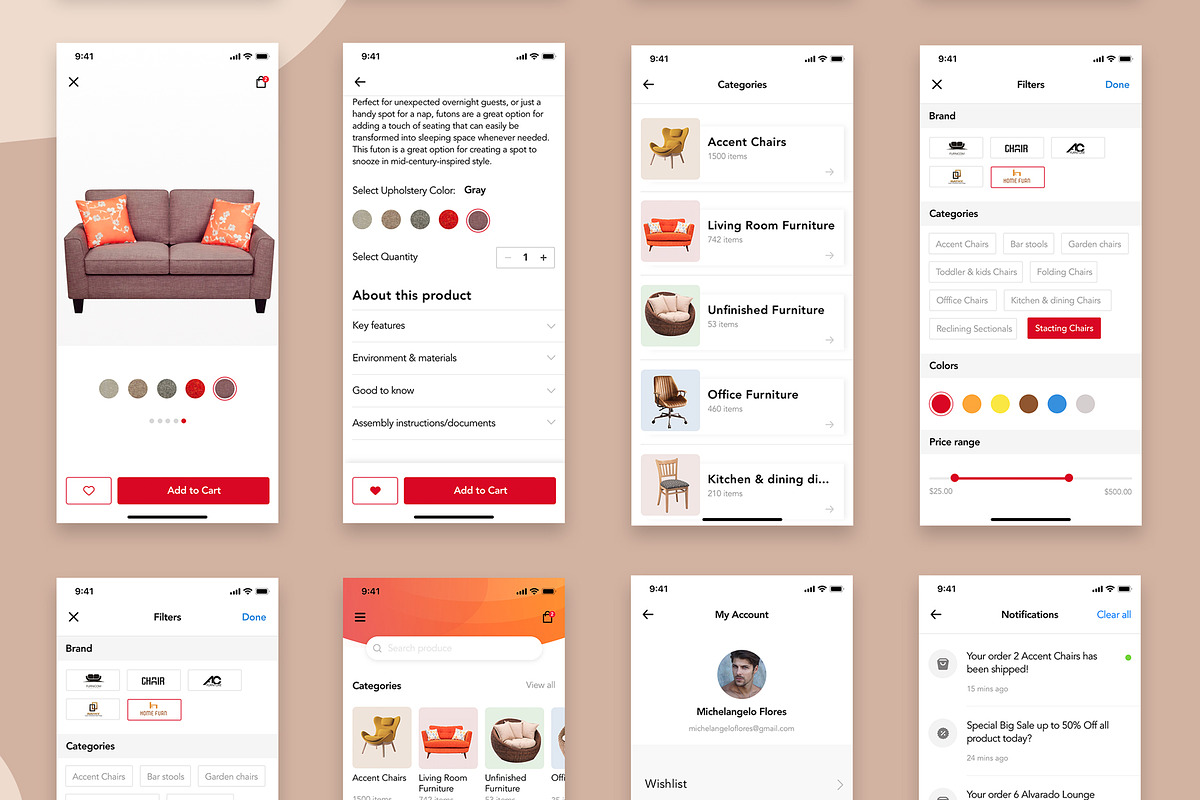 Furniture Design UI Kit, an App Template by hoangpts