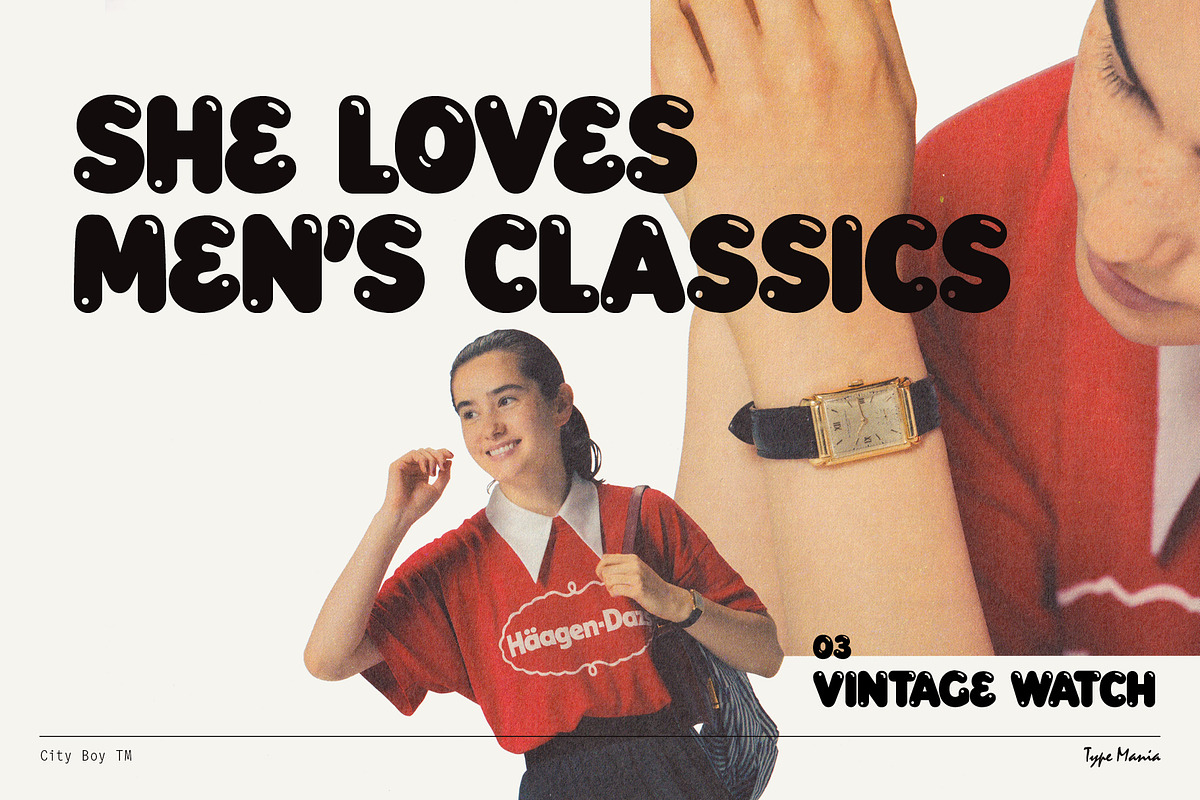 City Boy TM – Bubbly display type