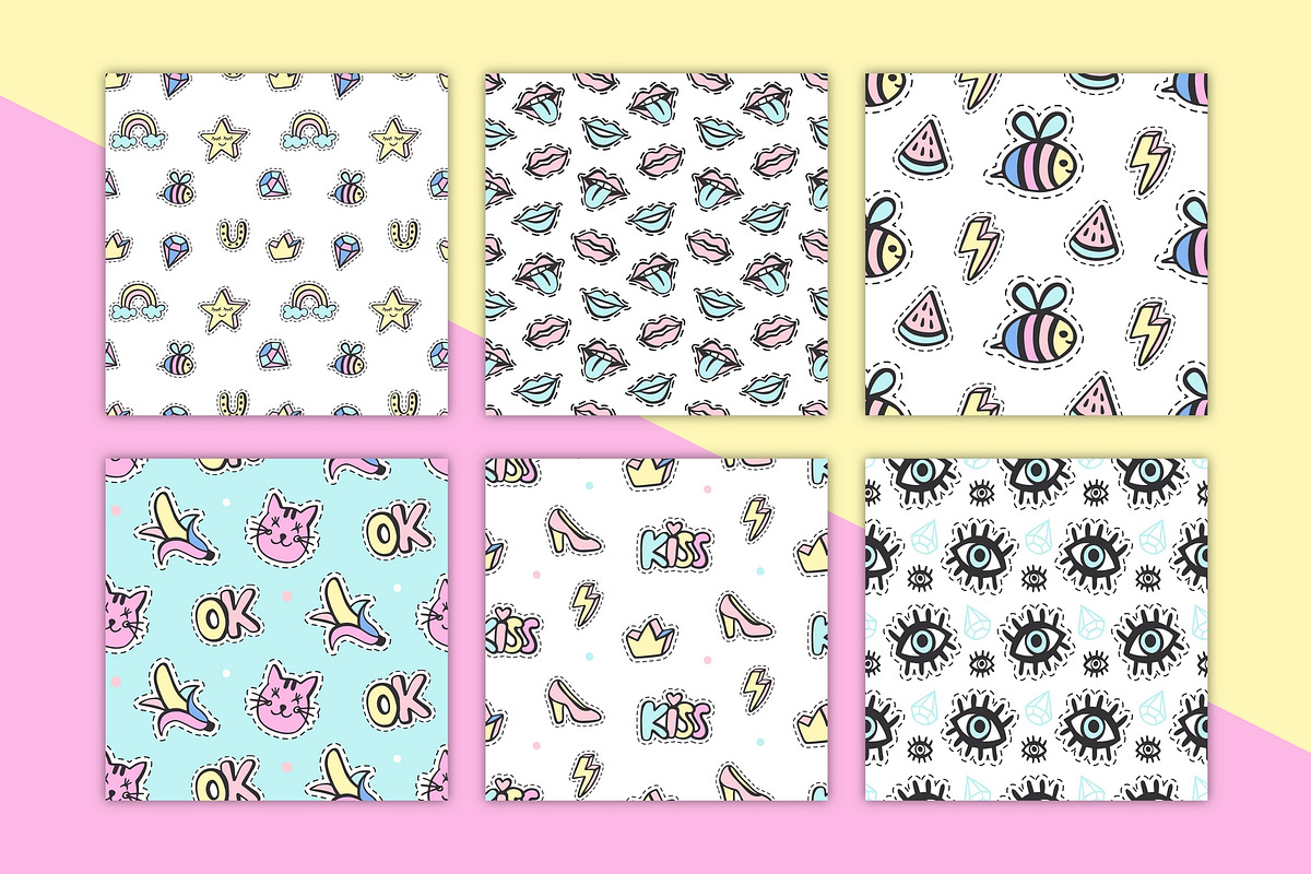 31 Trendy 80s Patches + 25 Patterns, an Illustration by Katrinelly