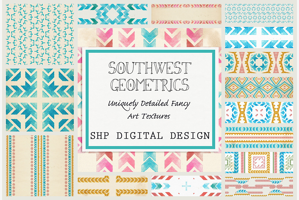 Southwest Geometric Folk Patterns, a Texture Graphic by SHP Digital Design