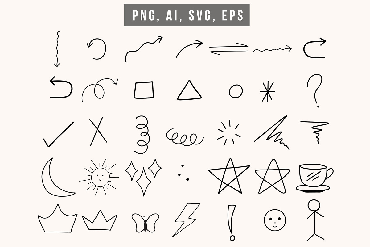 65 Hand Drawn Vector Elements, a Graphic by aivos