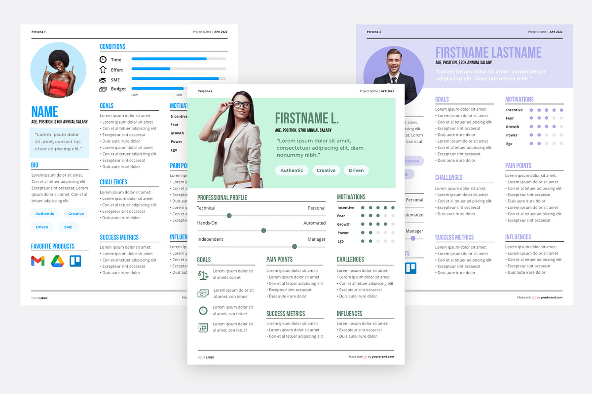 Persona Templates, a Product Mockup by Loudoun Design Co. | Creative Market