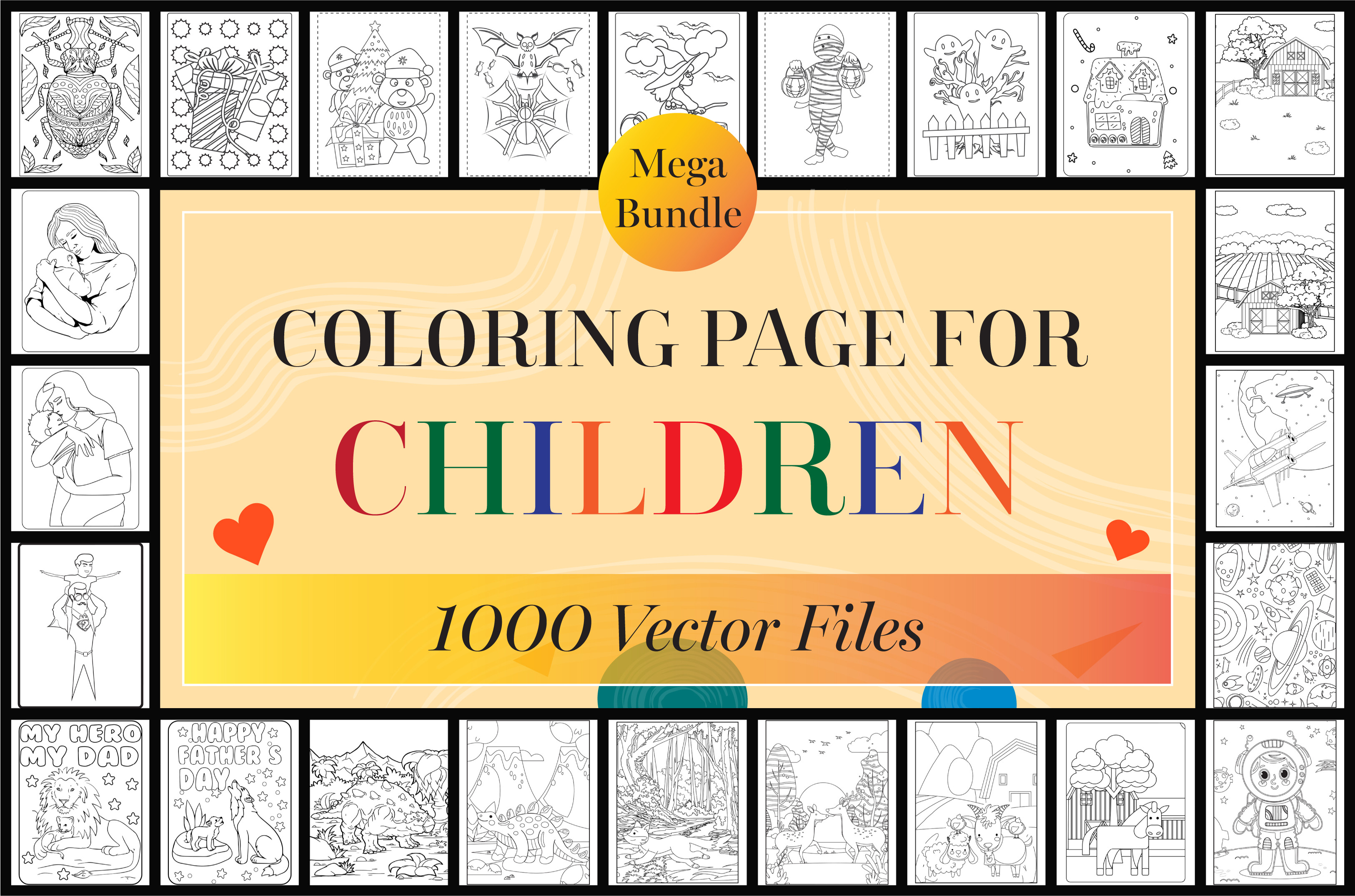1000 Vector Coloring for Children, an Animal Illustration by Blue ...