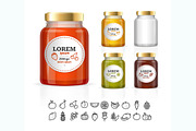 Glass Jars Bottles with Jam, a Food Illustration by More Shop