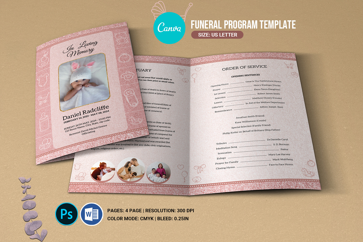 Children Funeral Program Template, a Brochure Template by Template Shop