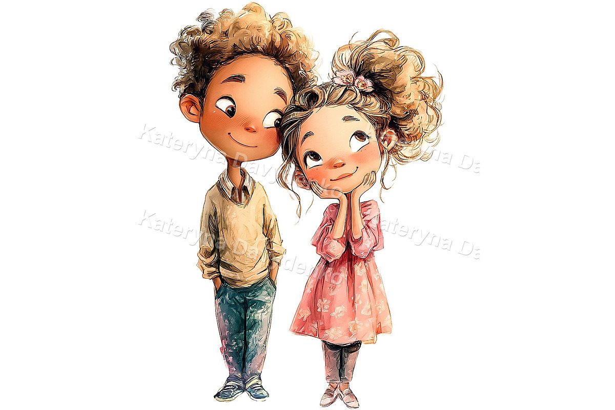 Romantic Clipart. Sweet expressions, a Person Illustration by Bubert Art
