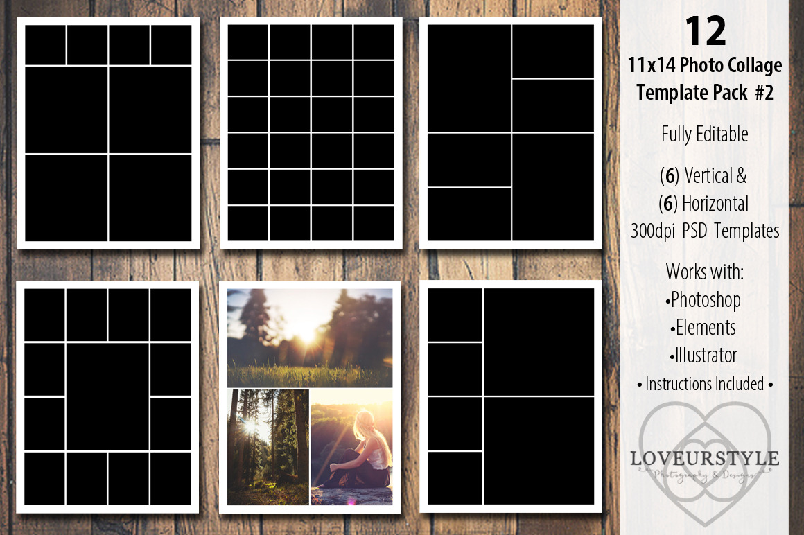 11x14 Photo Collage Template Pack 2, a Templates & Theme by Loveurstyle ...