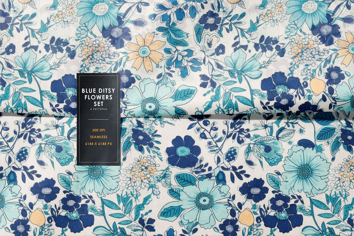 Blue Ditsy Floral Patterns for Kids