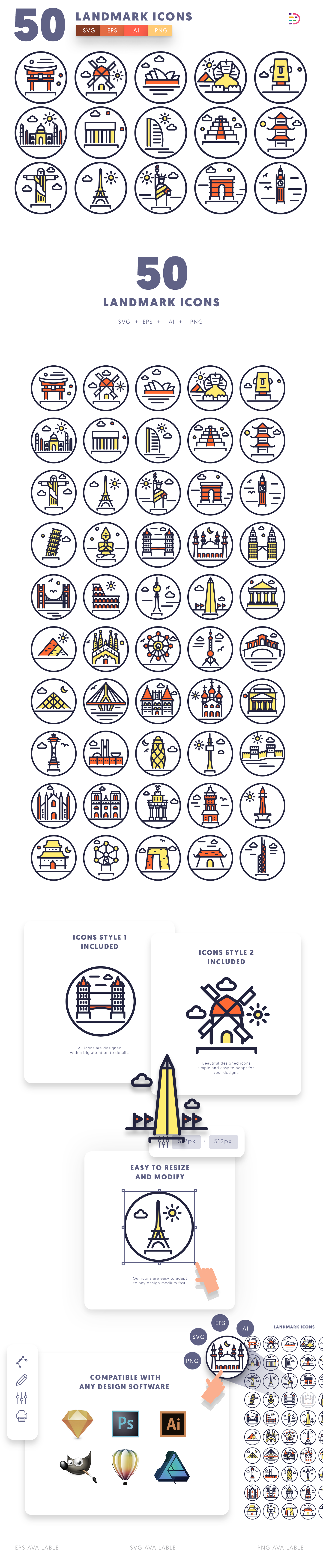 Landmark Icons | Download SVG, PNG, EPS Icons