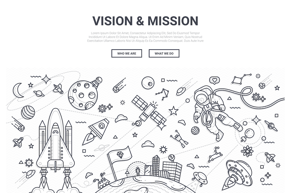 Vision & Mission Doodle Background, an Illustration by Flat Icons