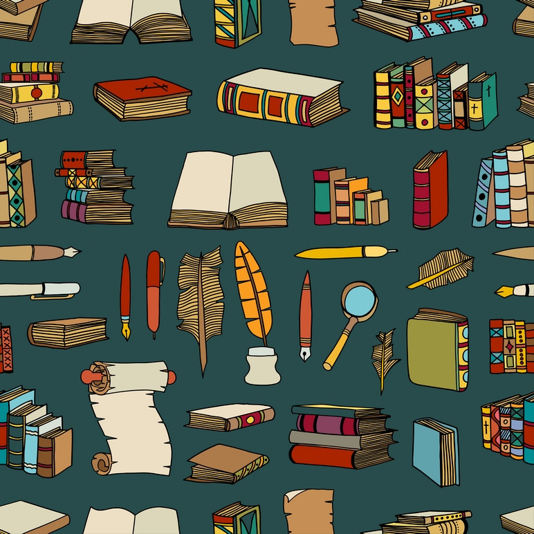 Hand Drawn Illustrations of Books, a Pattern Graphic by IllustrationArtShop