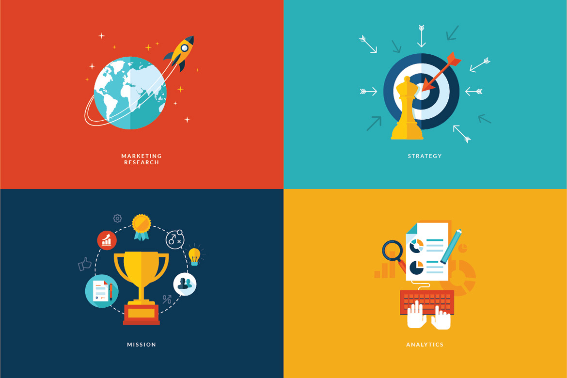 Set of Flat Design Concept Icons, an Icon by PureSolution | Creative Market