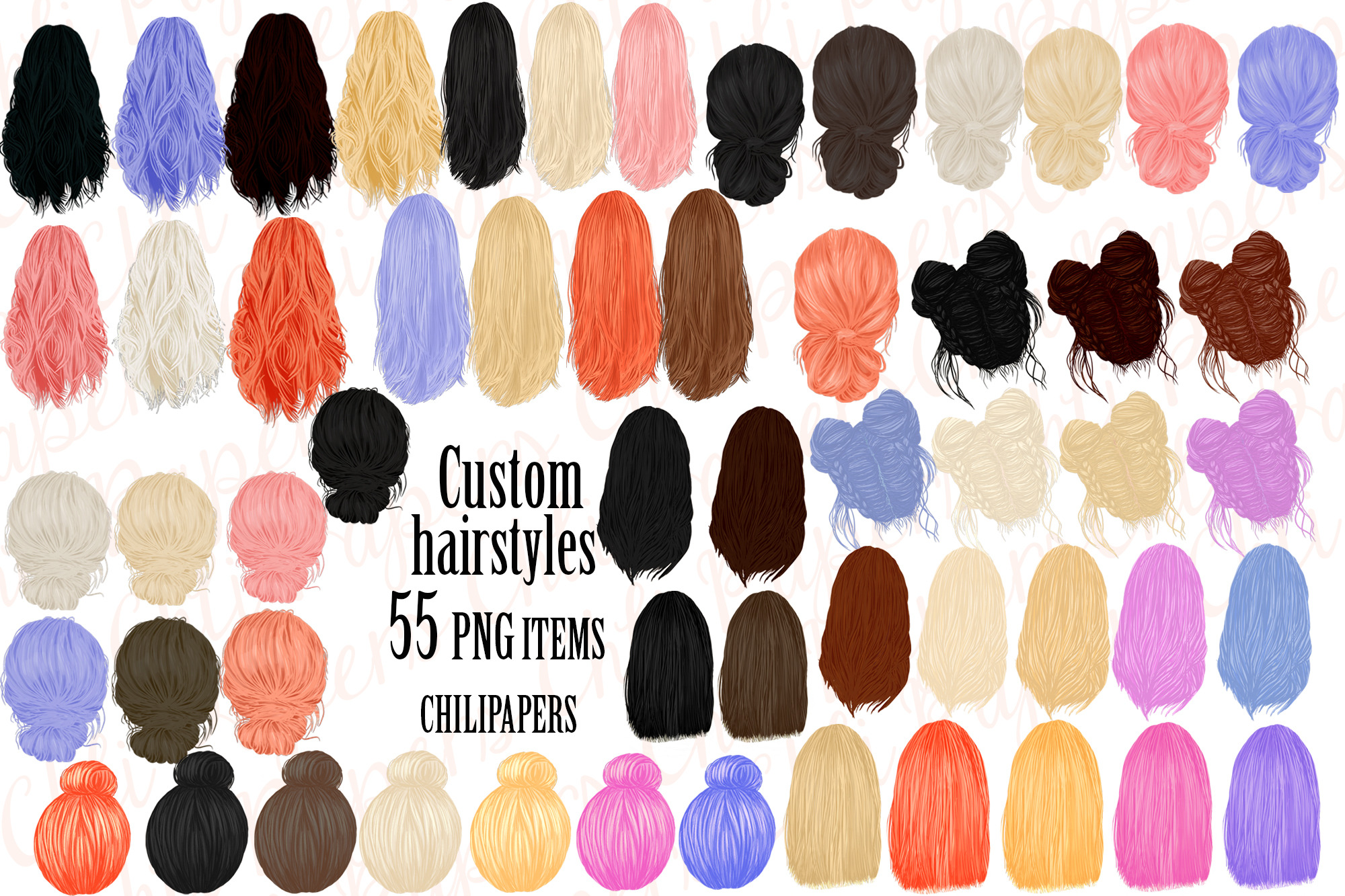 Custom Hairstyles Clipart, an Illustration by chilipapers