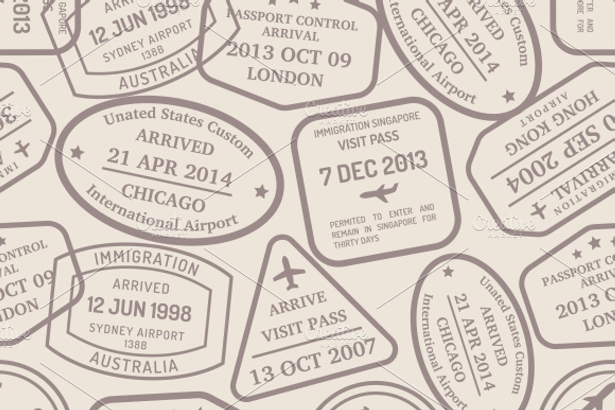 stamps of passport control, a Pattern Graphic by Microvector