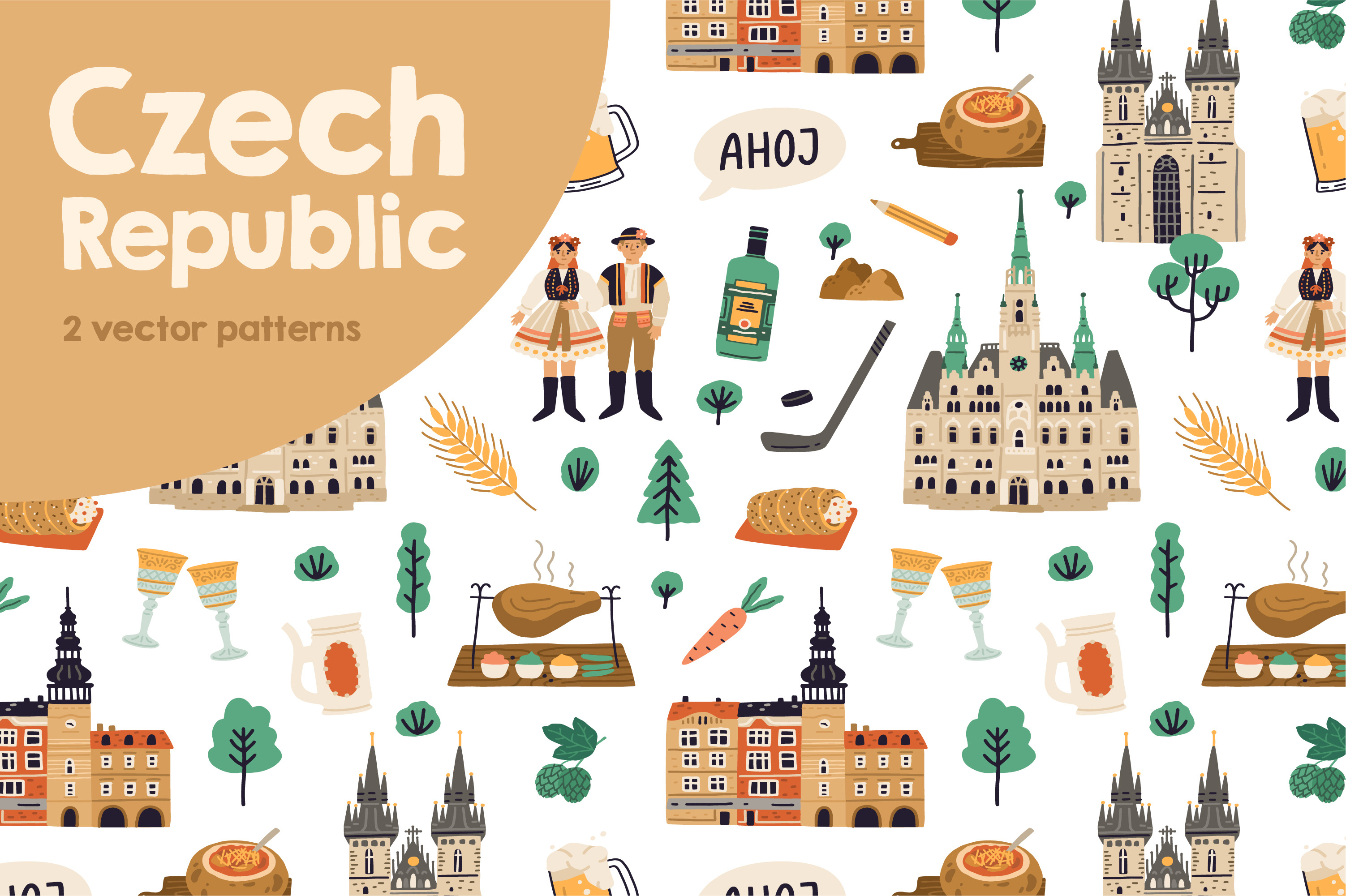 Czech Republic seamless patterns, a Pattern Graphic by Good Studio