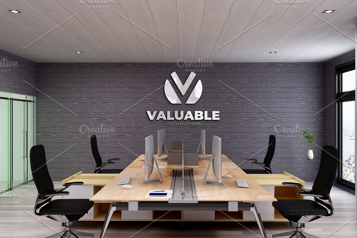 Office Workspace Room Logo Mockup