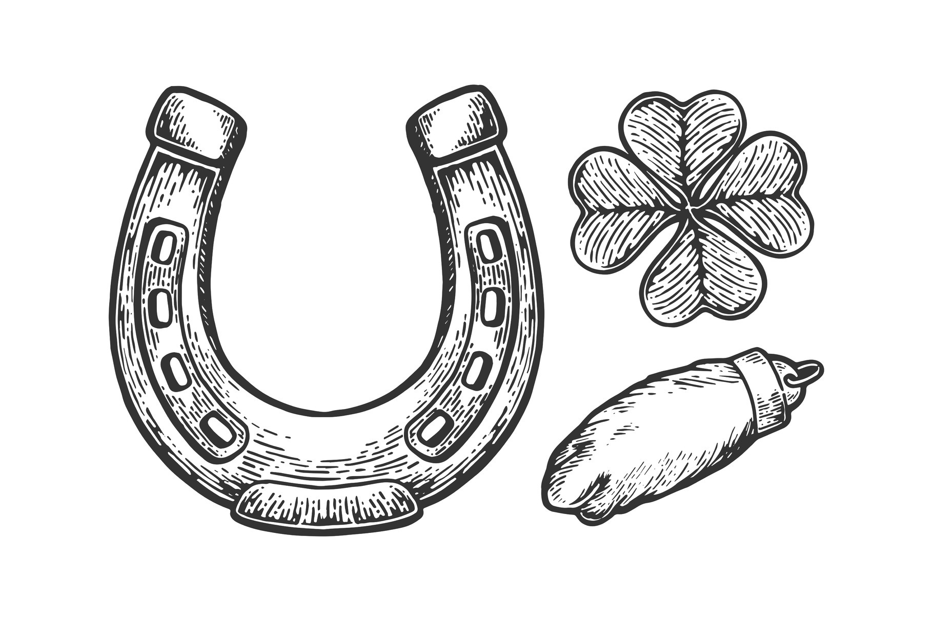 Luck talisman objects engraving, an Object Illustration by AlexArt