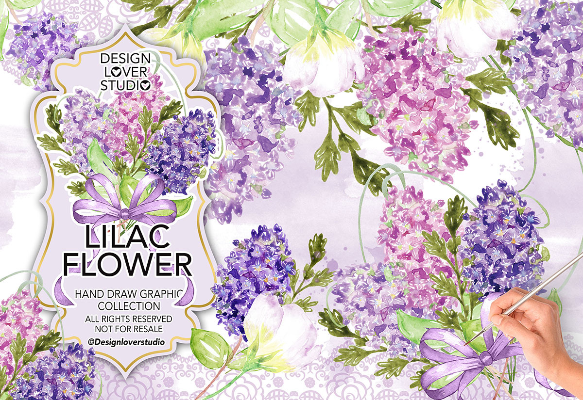 Watercolor Lilac design, an Illustration by designloverstudio