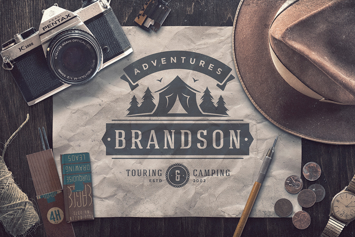 50 Outdoor logos and badges, a Branding & Logo Template by Vasya Kobelev