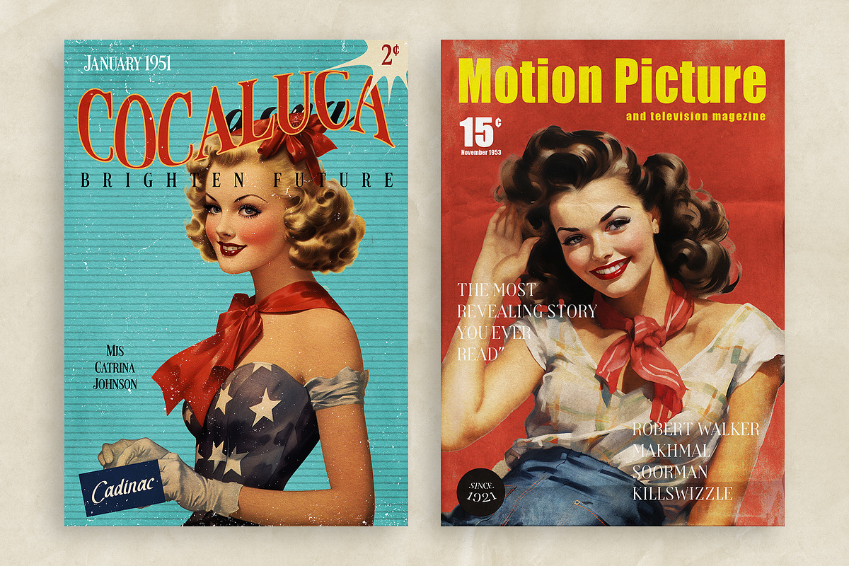 50's Magazine Cover Templates, a Magazine Template by Studio Dusk
