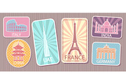 Travel Stickers with Famous World Attractions Set, an Illustration by ...