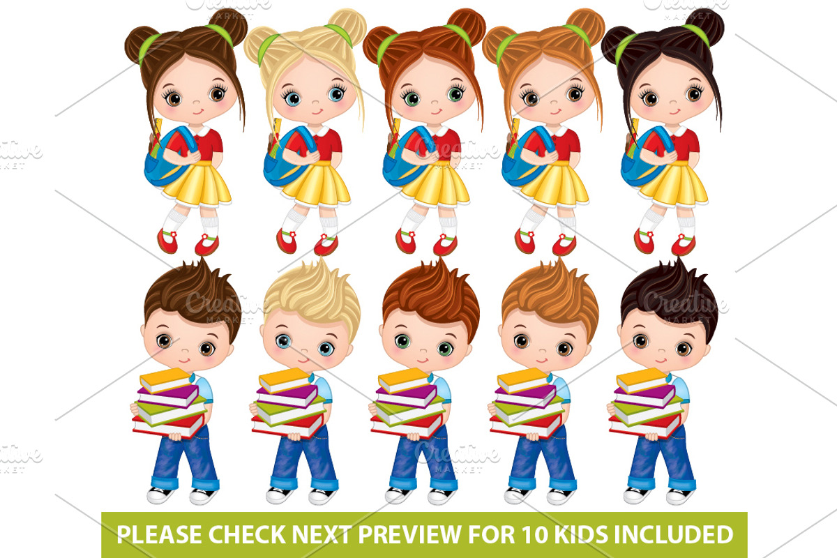 Vector School Kids Clipart, an Education Illustration by ...