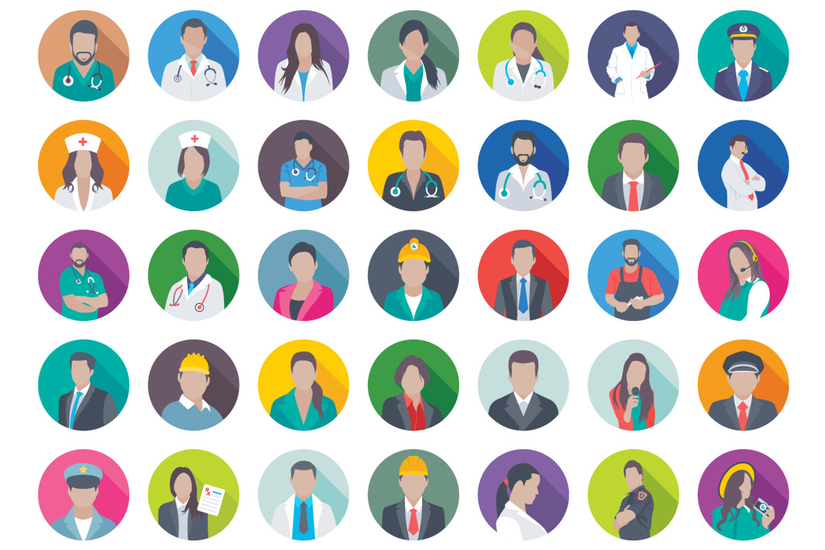 175 Professions Flat Icons, an Icon by Creative Stall