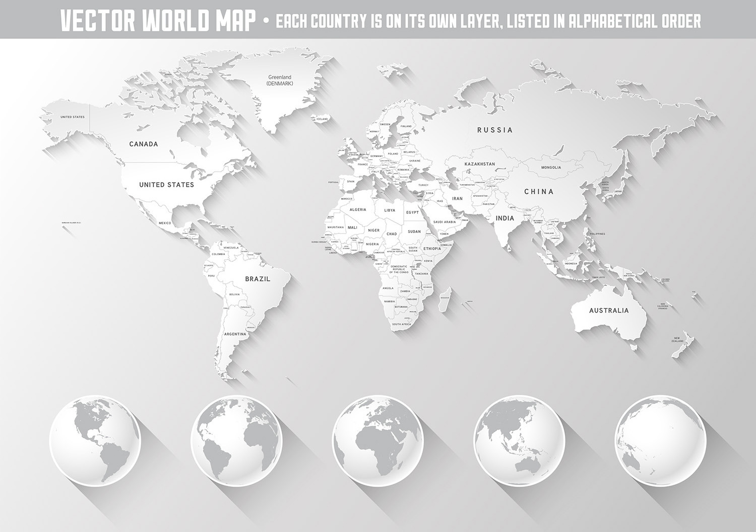 Vector World Map With Shadow Effect, an Illustration by FourLeafLover ...