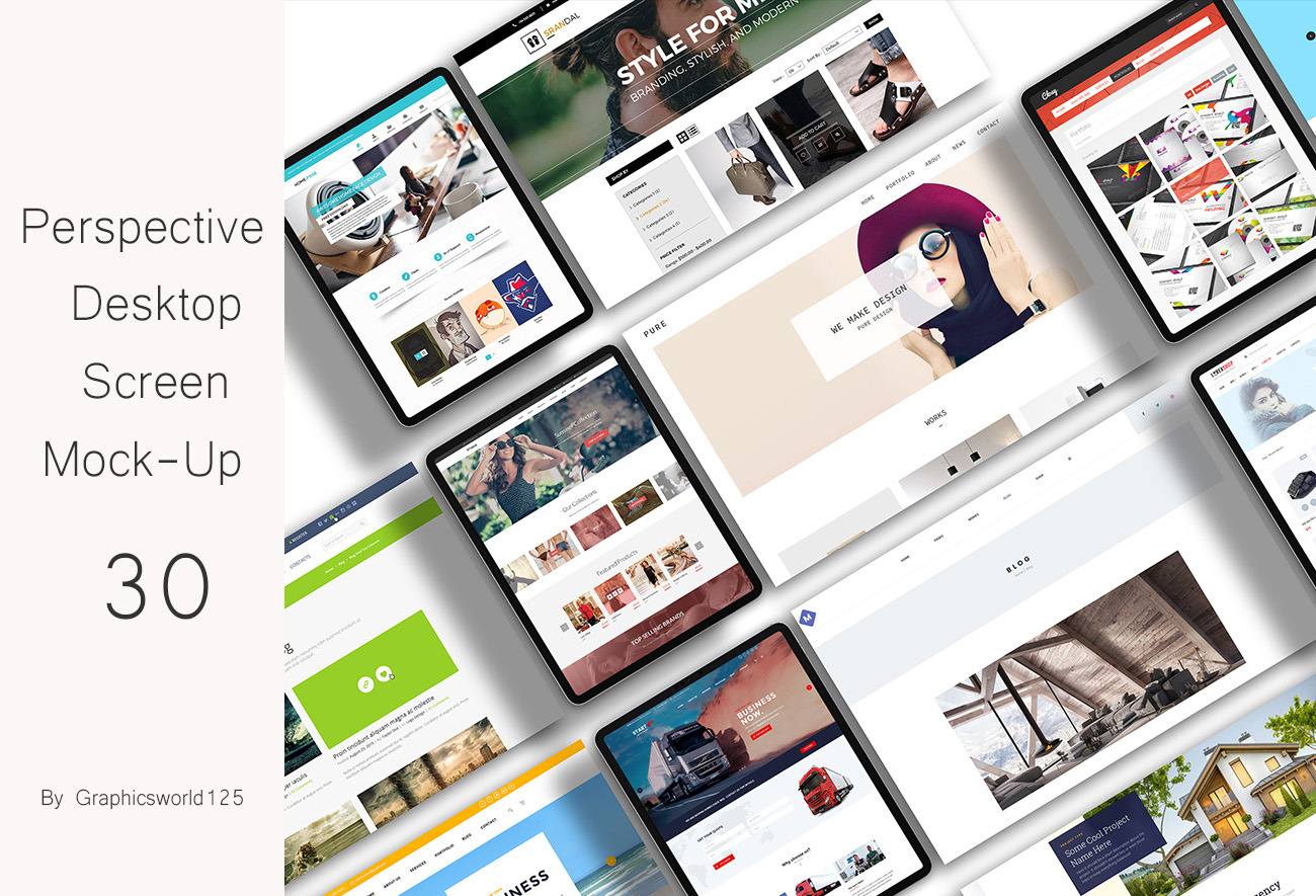 Perspective Desktop Screen Mockup 30, an iPhone Mockup by Graphicsworld125