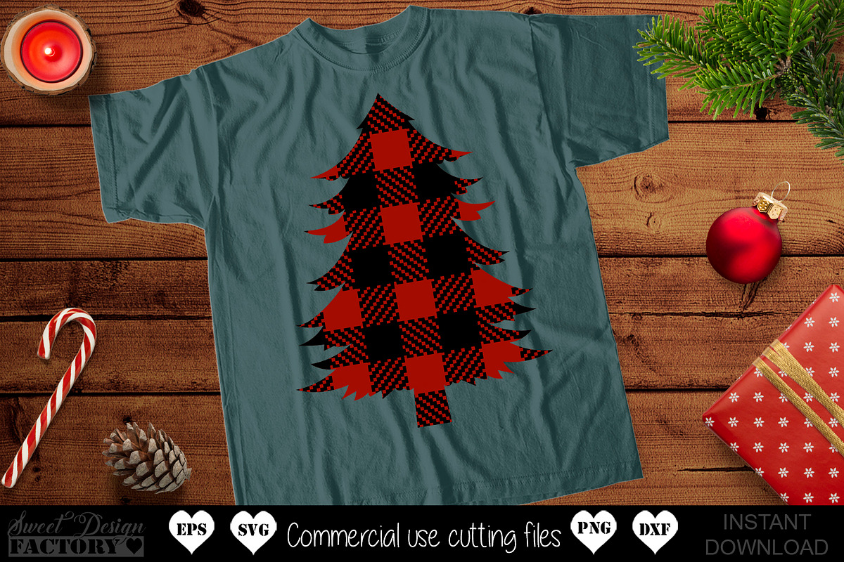 Plaid Christmas tree SVG, an Illustration by Sweet sweet design