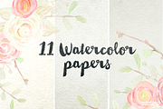 11 Digital Watercolor Papers, a Texture Graphic by WeLivedHappilyEverAfter