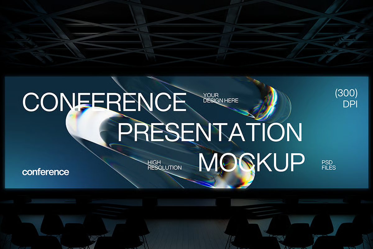 Conference Hall Screen Mockup, an Advertising Mockup by graphicsauce