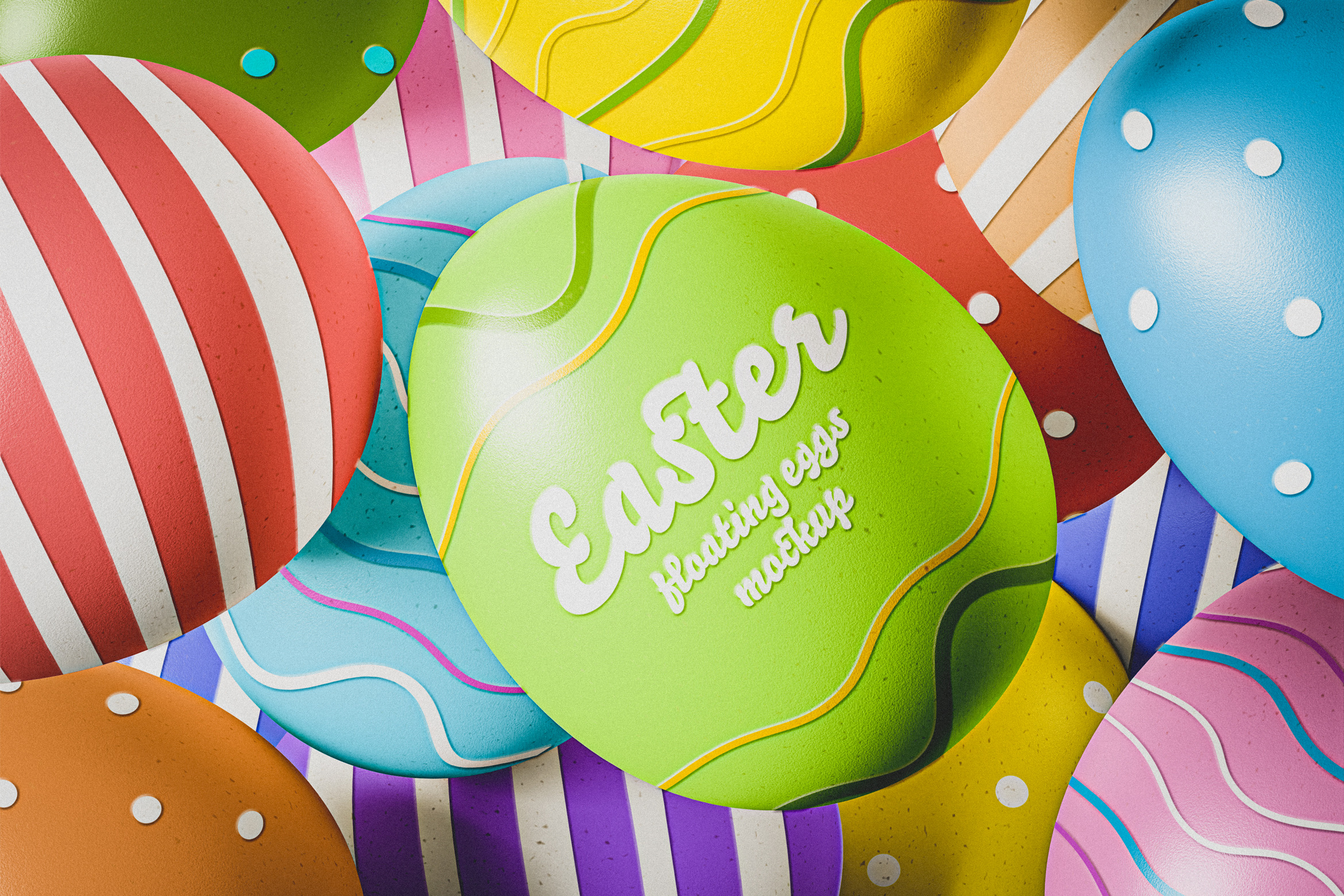 Floating Easter Eggs Mockup, a Product Mockup by Designer Dude