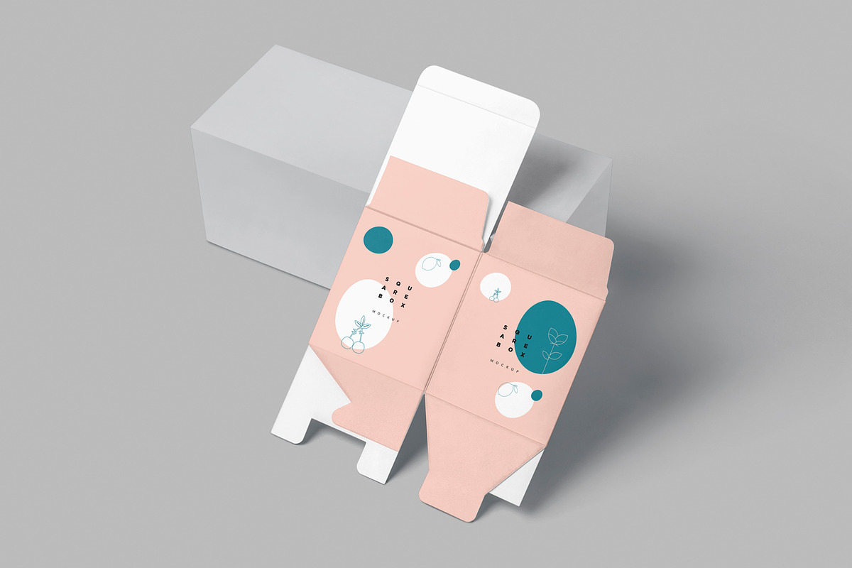 Unfolded Square Box Mockups, a Packaging Mockup by DesignNeutrons ...
