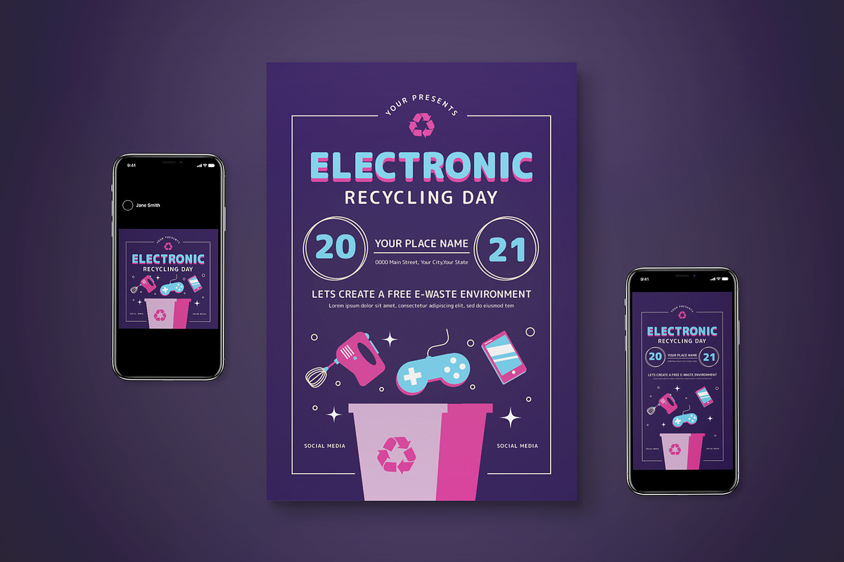 Electronic Recycle Day Flyer Set, a Flyer Template by graphicook ...